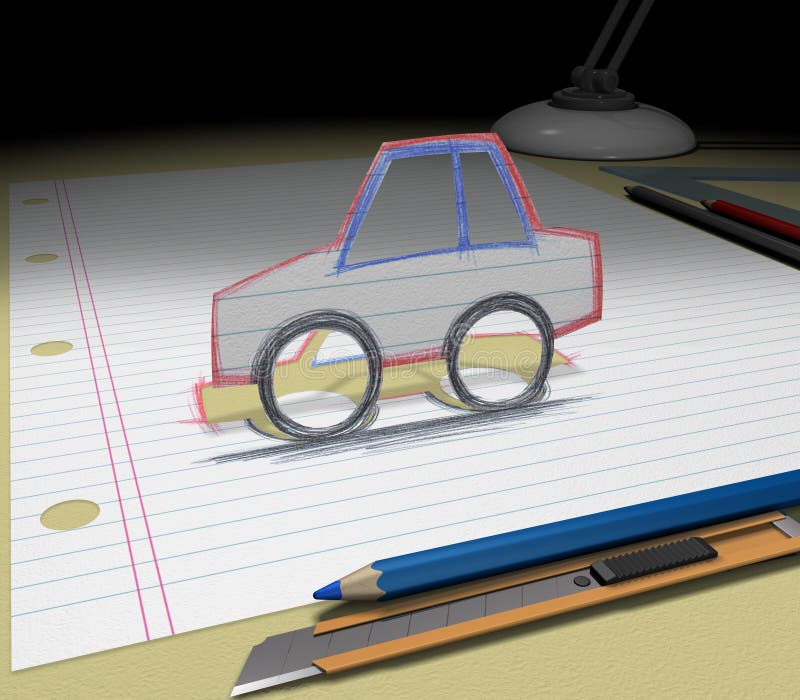 Sketch your dream (car) stock illustration. Illustration of plan - 2853203