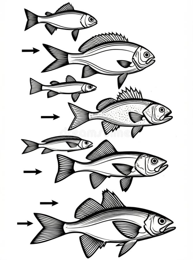 Fish Evolution Sketchbook Page with Arrows AI Generated Stock ...