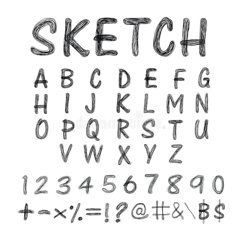 Sketched alphabet stock illustration. Illustration of characters - 44224313