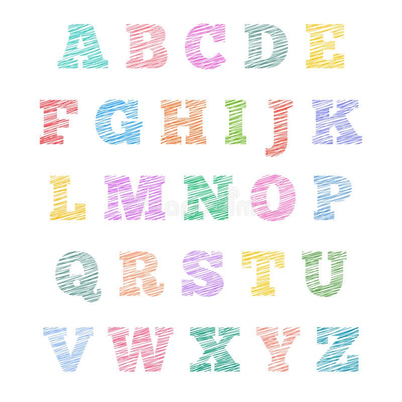 Sketched Hatched Vector Font Stock Vector - Illustration of alphabet ...