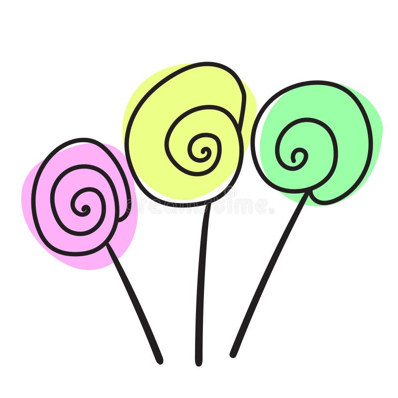 Sketched Candy Set, Engraved Doodle Design Elements Collection Stock ...