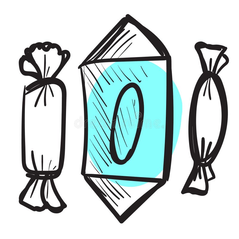 Sketched Candy Set, Engraved Doodle Design Elements Collection Stock ...