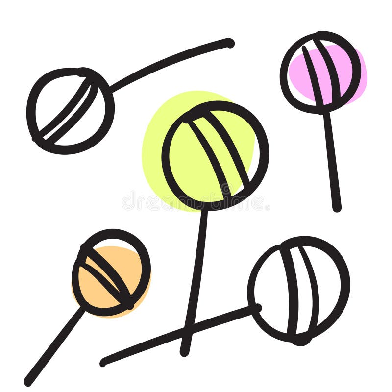 Sketched Candy Set, Engraved Doodle Design Elements Collection Stock ...