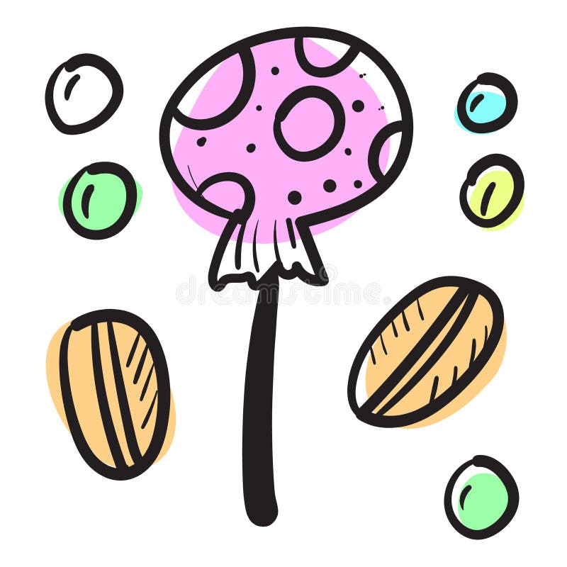 Sketched Candy Set, Engraved Doodle Design Elements Collection Stock ...