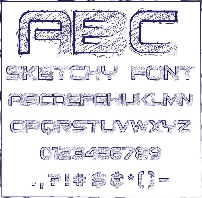 Sketched Characters in Blue Ink Stock Vector - Illustration of sketch ...