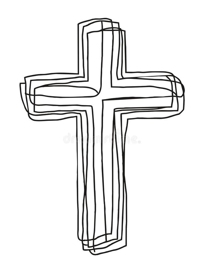 A , Sketched Cross with a Three-dimensional Effect Stock Image ...