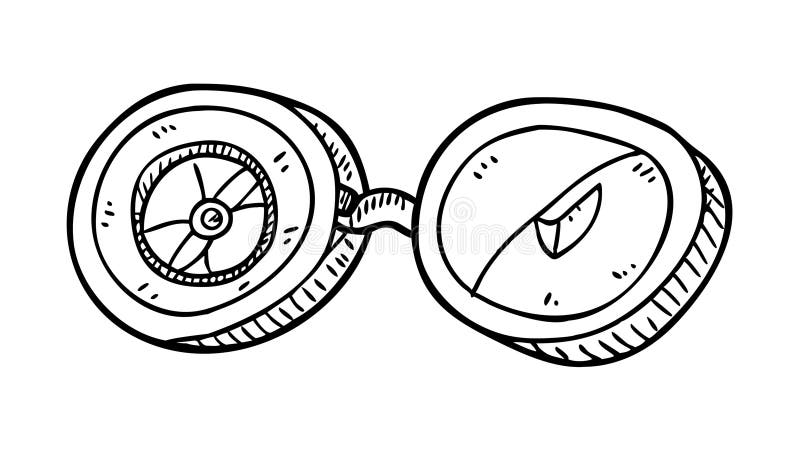 Sketched Double Compass Icon: Artistic Navigation Dual Direction ...