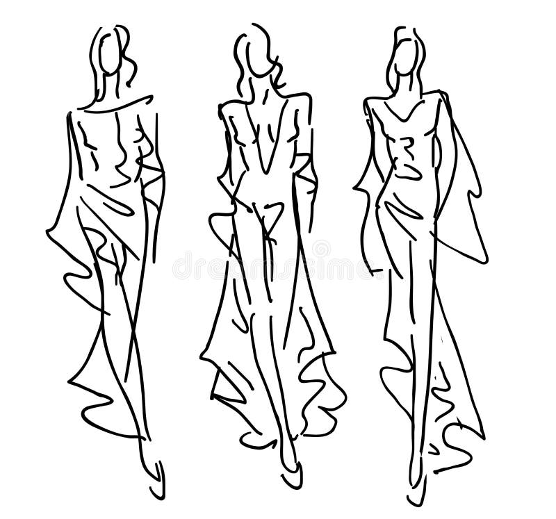 Sketched Fashion Models stock vector. Illustration of illustrated ...