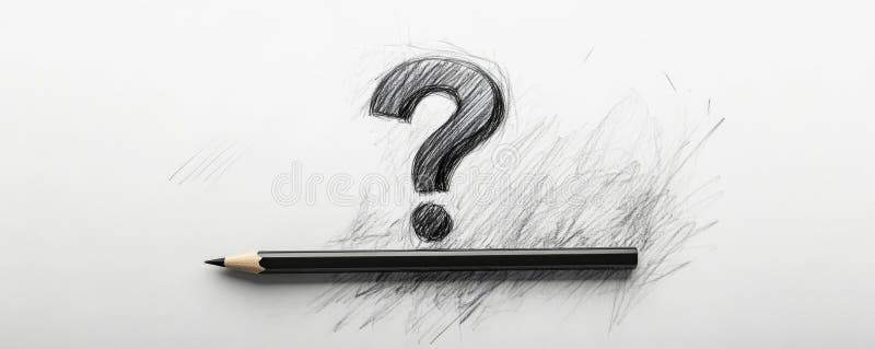 Sketched Question Mark with Pencil on White Background Stock Image ...