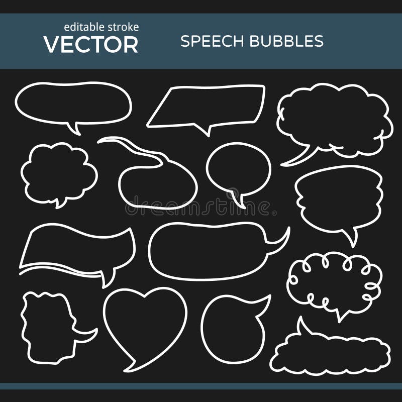 Sketched Speech Bubbles with Editable Stroke Stock Vector ...