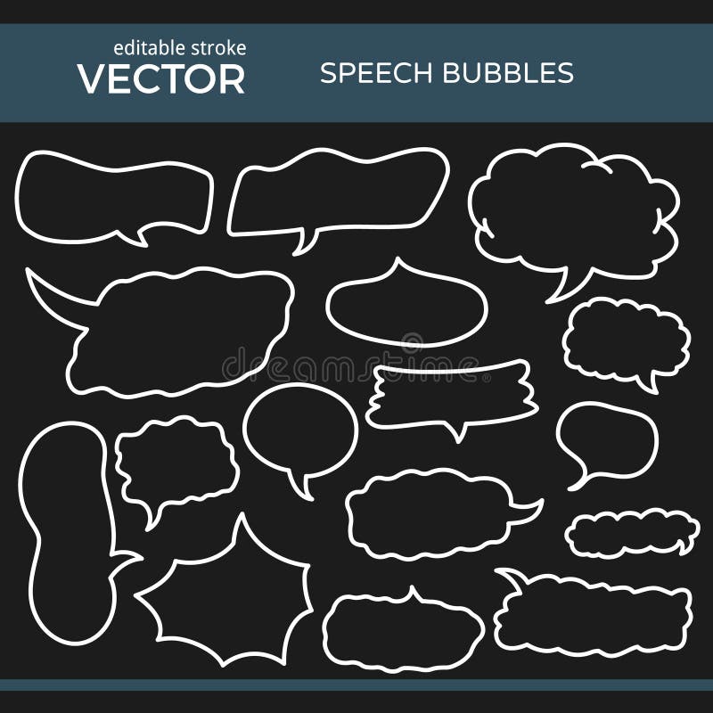 Sketched Speech Bubbles with Editable Stroke Stock Vector ...