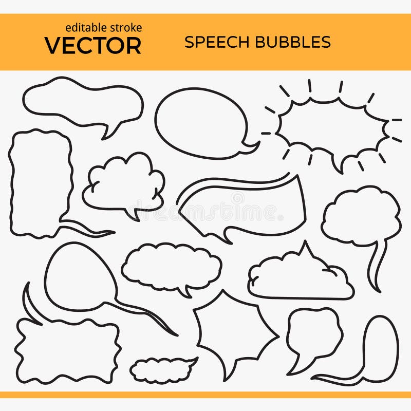 Sketched Speech Bubbles with Editable Stroke Stock Vector ...