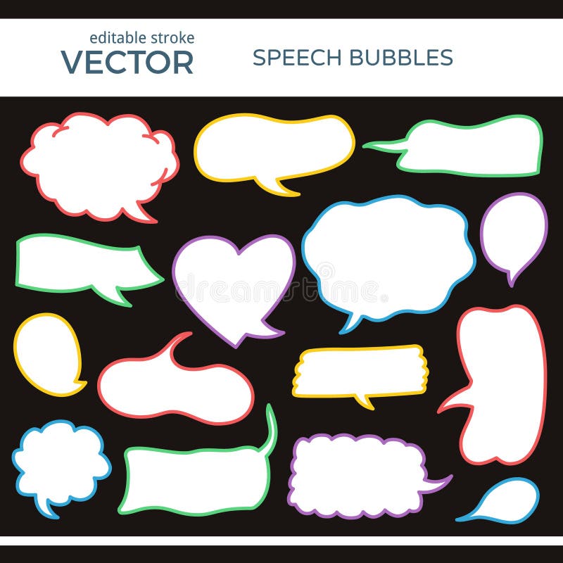Sketched Speech Bubbles with Editable Stroke Stock Vector ...
