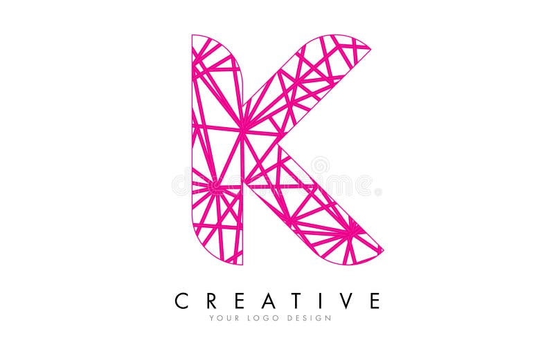 Sketched Stylized Letter K with Different Pink Lines Pattern Design ...