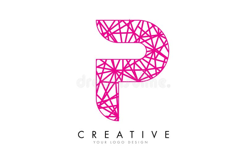 Sketched Stylized Letter P with Different Pink Lines Pattern Design ...