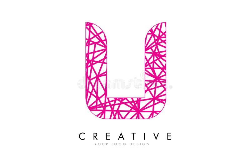 Sketched Stylized Letter U with Different Pink Lines Pattern Design ...