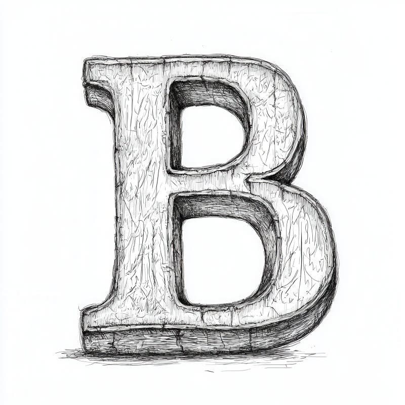 A Sketched Wooden Letter "B" with a Textured Appearance Stock ...