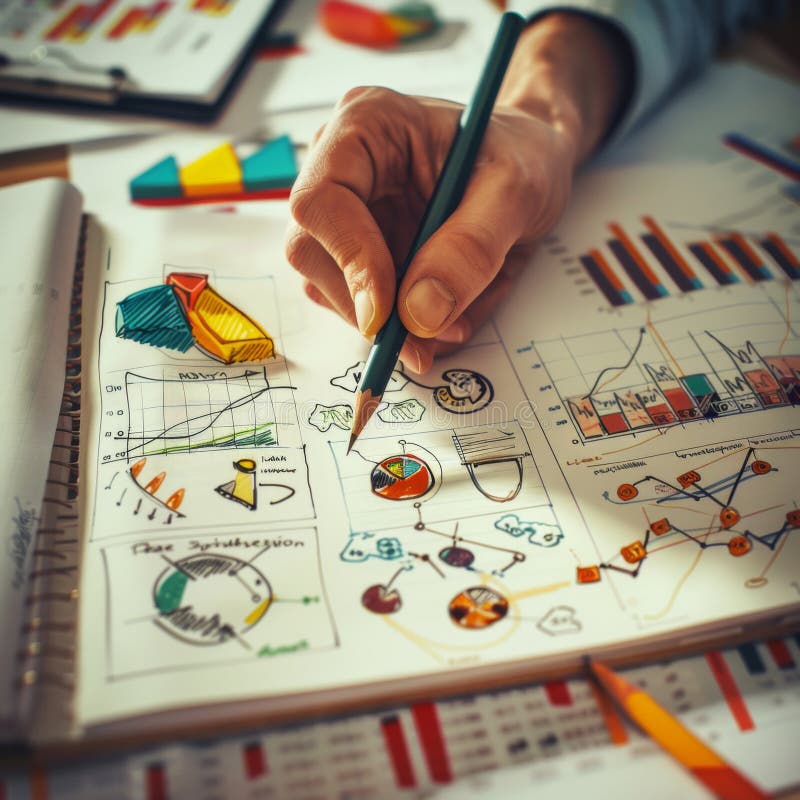 Sketches and Draft of a Big Creative Project. Generative AI Stock Photo ...