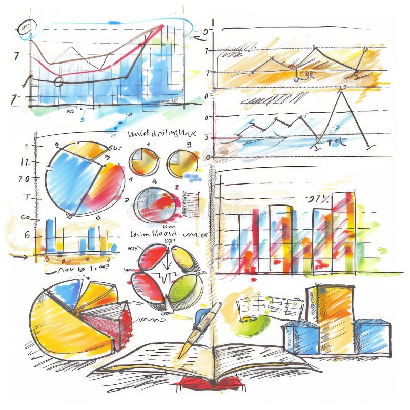 Sketches and Draft of a Big Creative Project. Generative AI Stock Photo ...