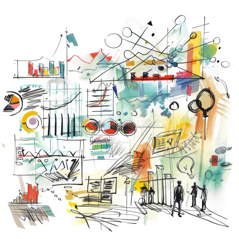 Sketches and Draft of a Big Creative Project. Generative AI Stock Image ...