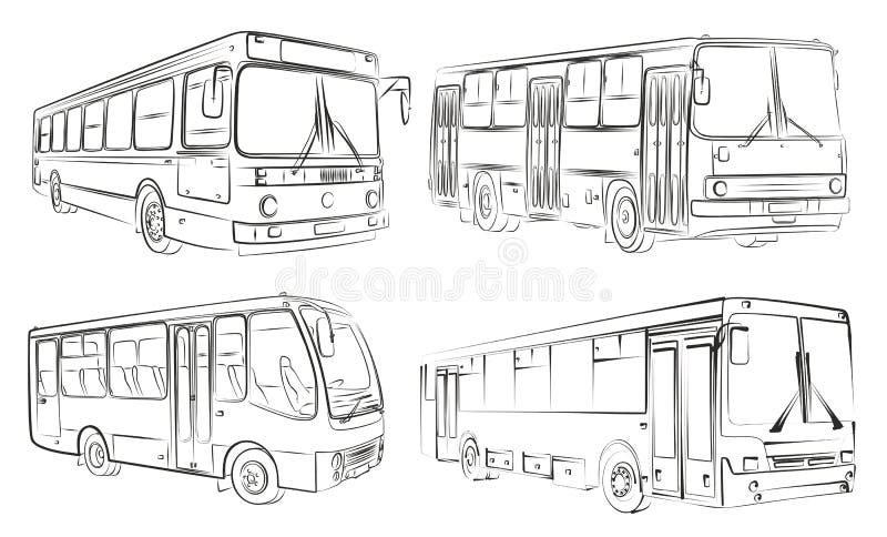 Sketches of buses. stock vector. Illustration of sketch - 99232971