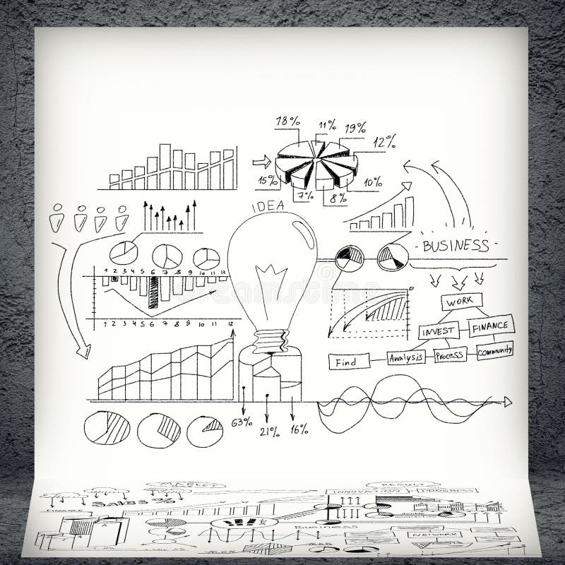 Sketches of Business Charts and Graphs Stock Image - Image of internet ...
