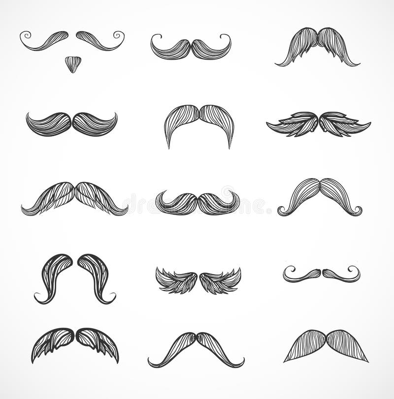 Vector Moustaches stock vector. Illustration of curled - 54580044