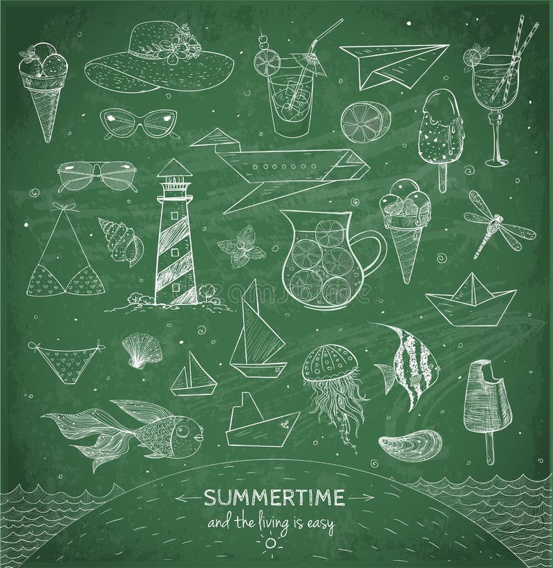 Summer Elements stock vector. Illustration of drink, season - 53942896