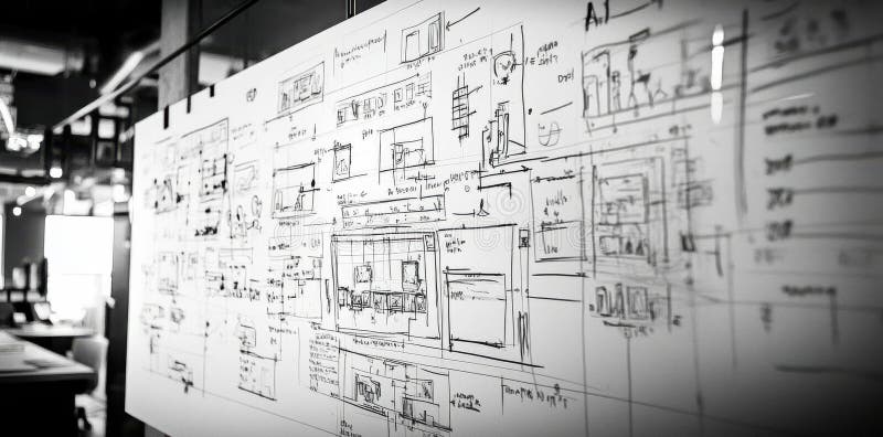 Sketching Architectural Plans on White Board for Design Ideas ...