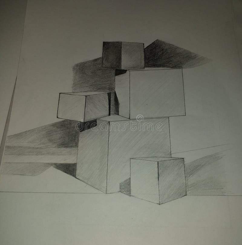 Sketching of Basic Forms Composition Stock Image - Image of forms ...