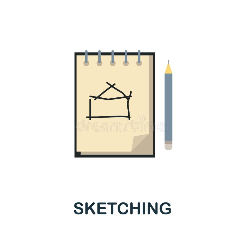 Sketching Flat Icon. Colored Sign from Design Thinking Collection ...