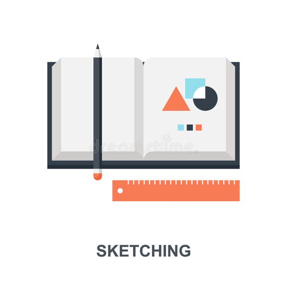 Sketching Flat Icon Design Concept Stock Vector - Illustration of sketchbook, drawing: 364382370