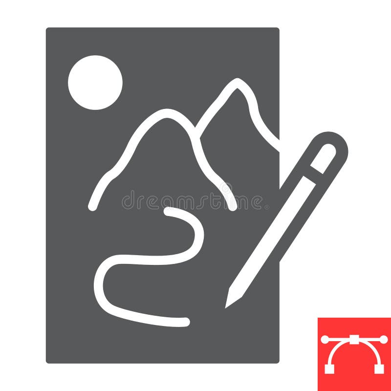 Sketching Glyph Icon, Sketch and Designer, Paper and Pencil Sign Vector ...