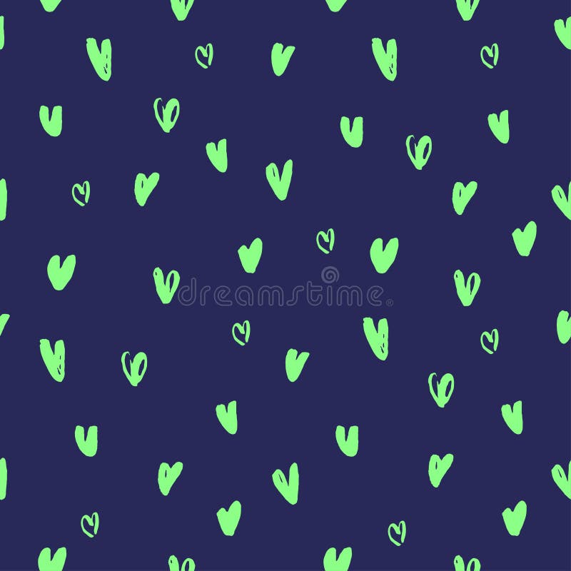 Sketching Hearts Pattern Mint and Blue Stock Vector - Illustration of ...