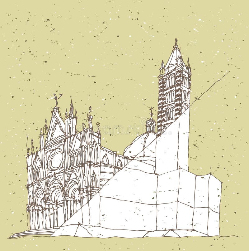 Old Town Square, Prague. Sketch Stock Vector - Illustration of baroque ...