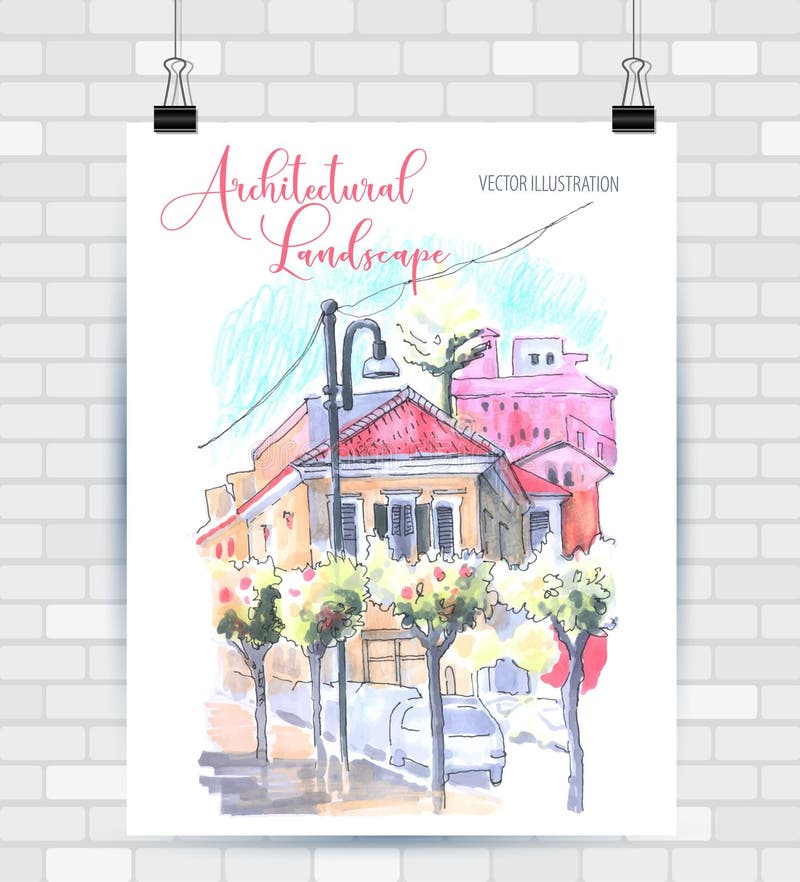 Sketching Illustration in Vector Format. Poster with Beautiful ...