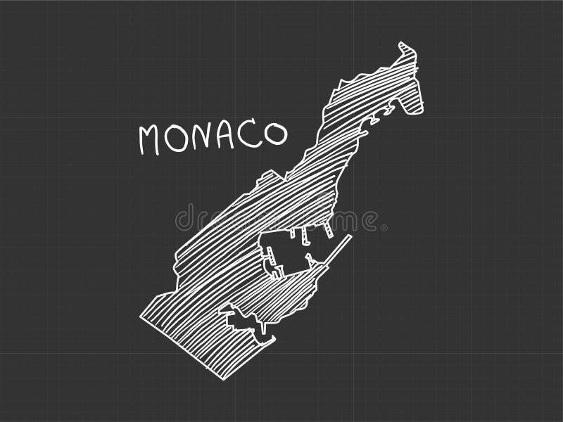 Monaco Map Freehand Sketch on Black Background Stock Vector ...
