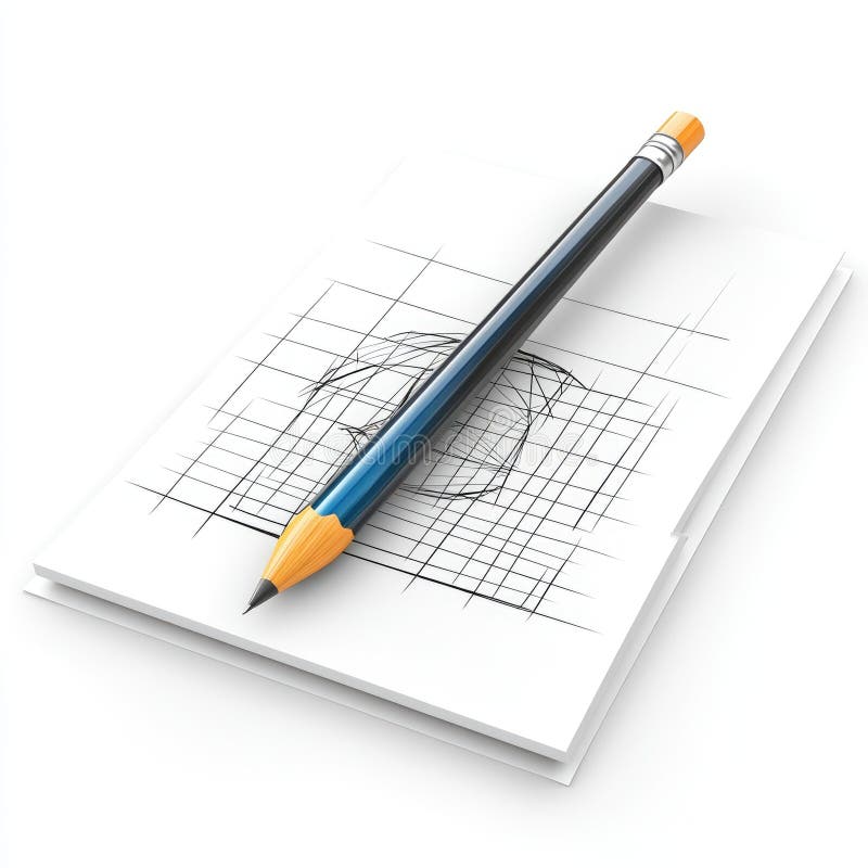 Pencil Sketching on Grid Paper: Creative Design Process Stock ...