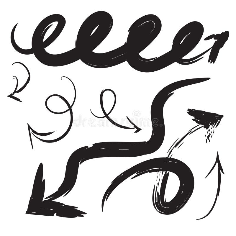 Sketchy Arrow Set, Doodle Arrows, Hand Drawn Direction Marks Stock ...
