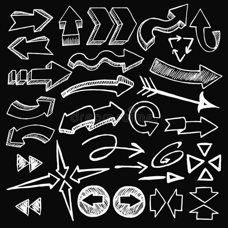 Sketchy Arrows Set Vector stock vector. Illustration of clip - 9924997