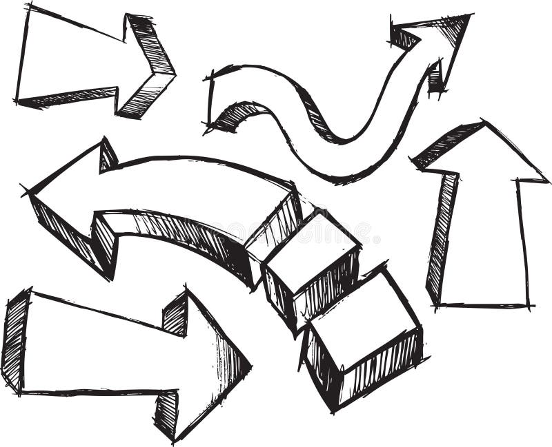 Sketchy Arrows Vector Illustration Stock Vector - Illustration of ...