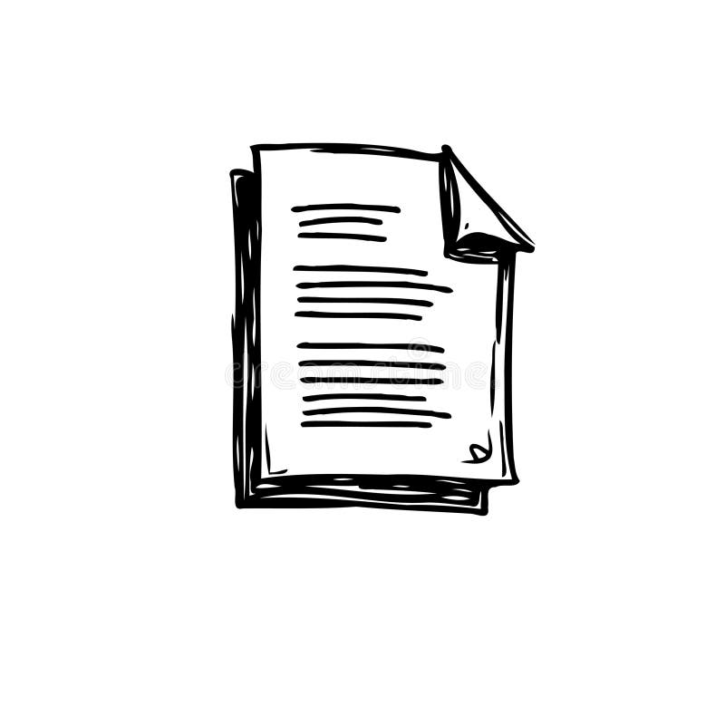 Sketchy Document Stack: Hand-drawn Depiction of Paperwork in Black and ...