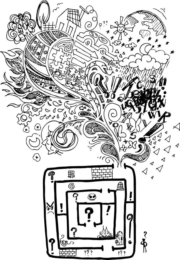 Sketchy Doodle Confused Maze Vector Stock Vector - Illustration of ...