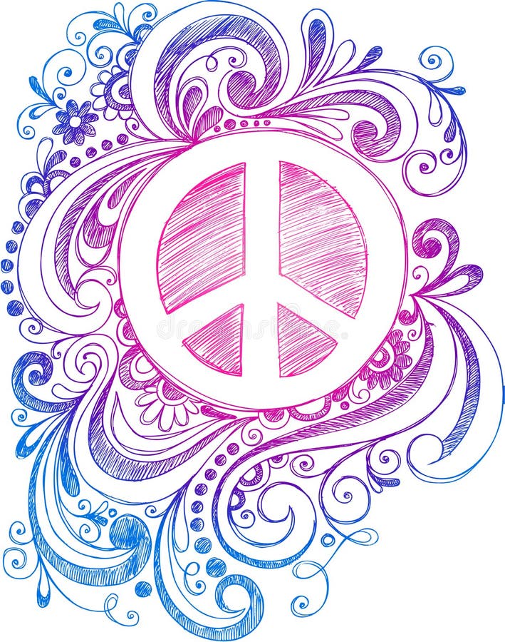 Sketchy Doodle Peace Sign Vector Stock Vector - Illustration of scroll ...