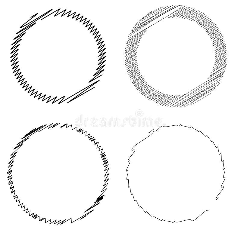 Sketchy, Doodle and Scribble Circles. Handdrawn Circular Element Stock ...