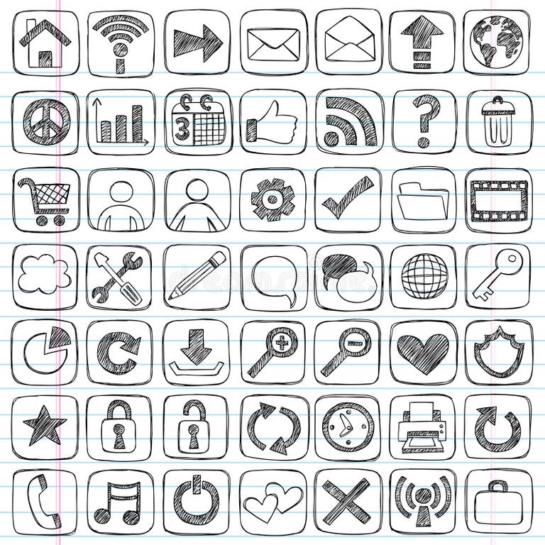 Sketchy Doodle Web Icon Computer Design Elements Stock Vector ...