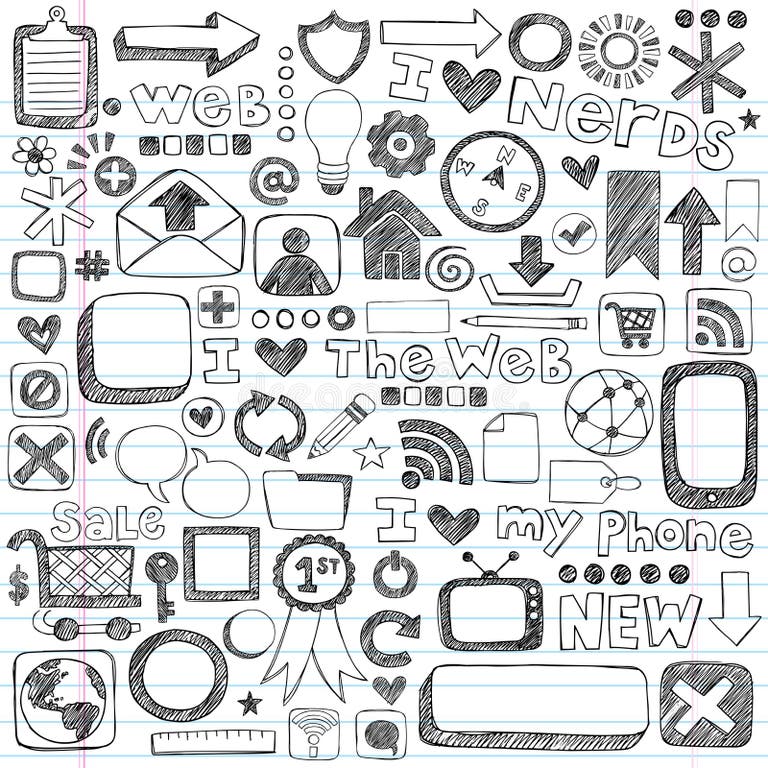 Sketchy Doodle Web Icon Computer Design Elements Stock Vector ...