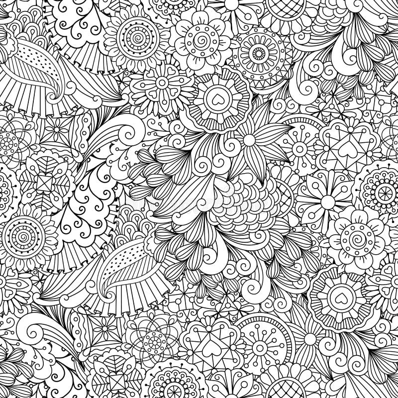 Sketchy Doodles Decorative Floral Pattern Stock Vector - Illustration ...