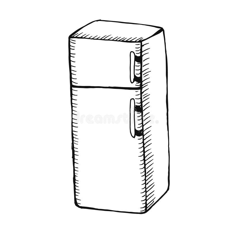 Vintage fridge stock vector. Illustration of interior - 36353026