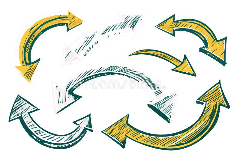 Sketchy Hand Drawn Arrows with Curved and Straight Directions, Perfect ...